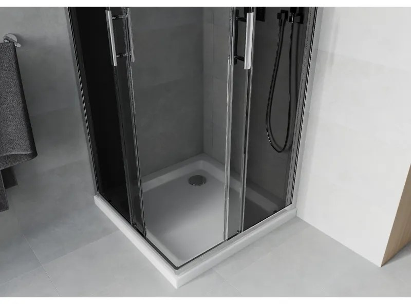 Mexen Rio čtvercový sprchový kout 70 x 70 cm, šedé sklo-chromový profil+ sprchová vanička, 860-070-070-01-40-4010
