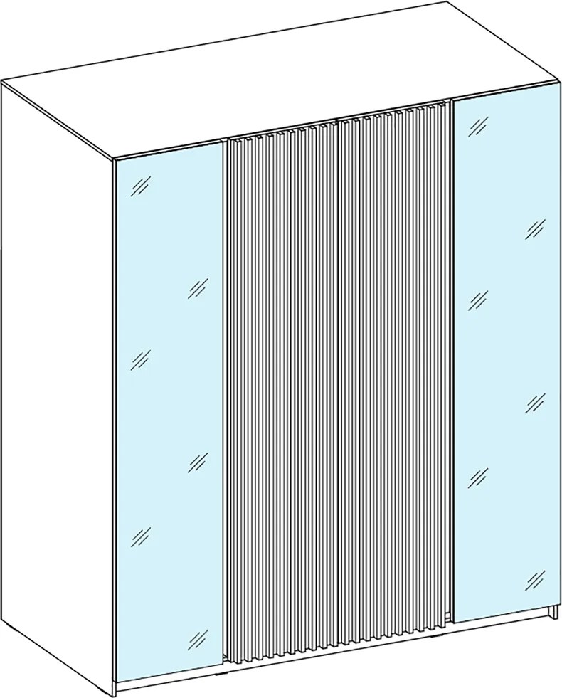 Šatní skříň KAJA 2LU 2LAM | 200 cm | se zrcadly | VYSOKÁ | evoke + černé lamely