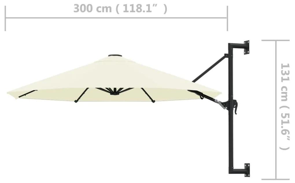 Nástěnný slunečník s kovovou tyčí 300 cm pískový