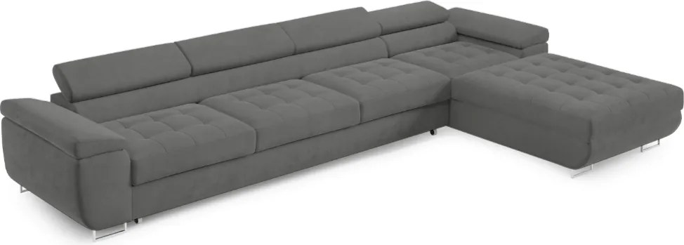 Rohová rozkládací sedací souprava do L CORTELE, 331 cm, s úložným prostorem Roh pohovky: Levý roh, Barva látky Kronos: Černá (Kronos 07)