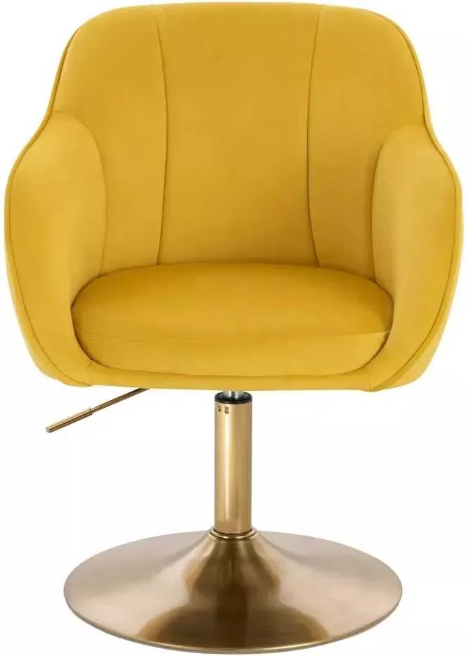 LuxuryForm DESIGN Otočná židle AVOLA VELUR na zlatém talíři - žlutá