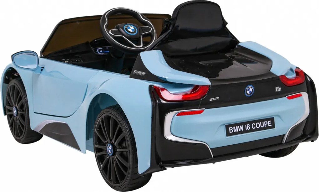 Ramiz Elektrické autíčko BMW i8 Lift modré + dálkové ovládání + pomalý start + 3bodové pásy + MP3 USB + LED