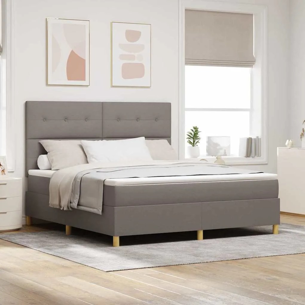 Postel s boxspringem s čelo Taupe 180 x 200 cm textil 3339641
