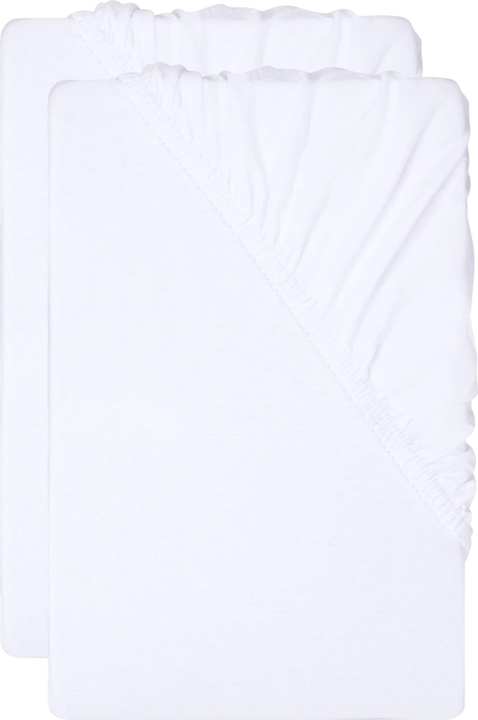 Livarno® Sada žerzejových napínacích prostěradel, 90–100 x 200 cm, 2dílná, bílá