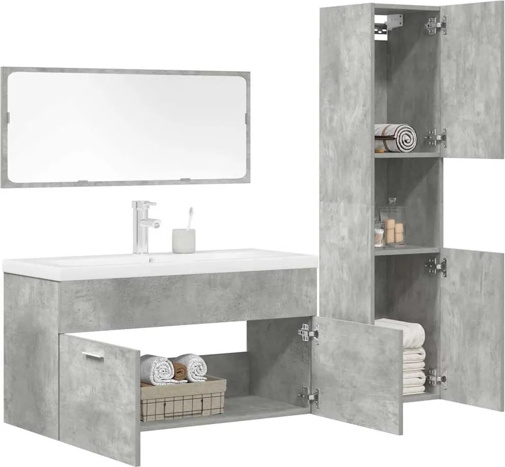 4dílný set koupelnového nábytku betonově šedý kompozitní dřevo 3324900
