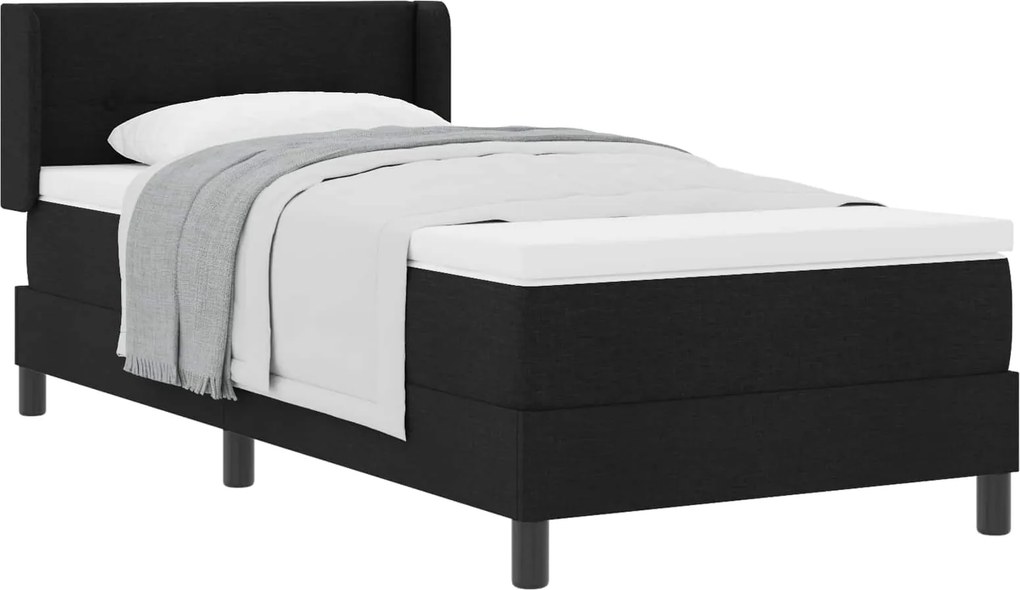 Postel s boxspringem s čelo Černý 200 x 100 cm textil 3341092