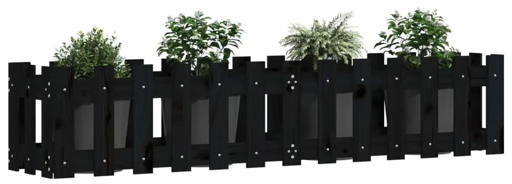 Vyvýšený záhon plotový design černý 150x30x30 cm masiv borovice,  832489
