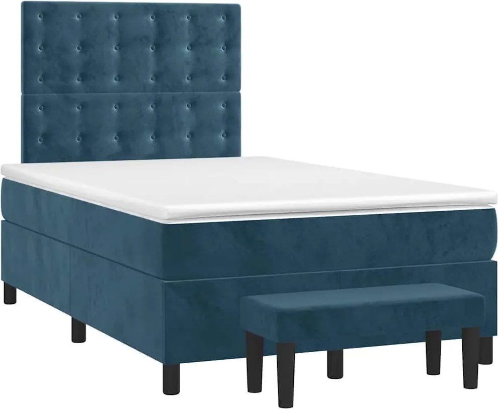 Box spring postel s matrací tmavě modrá 120x190 cm samet 3270497
