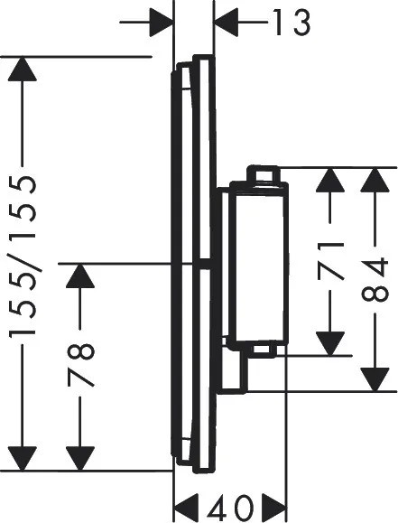 Hansgrohe ShowerSelect Comfort Q, termostat pod omítku pro 1 spotřebič a další výtok, kartáčovaný černý chrom, HAN-15589340