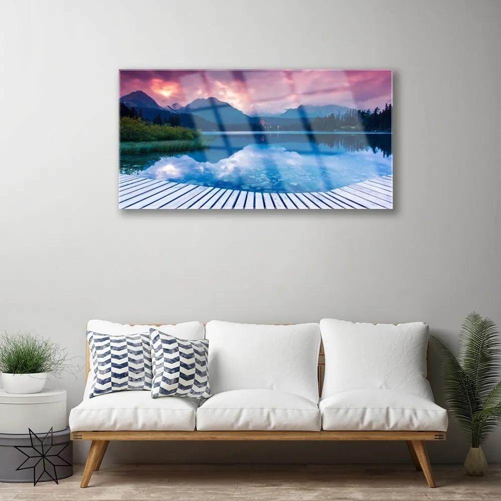 akrylový obraz Hora Jezero Krajina 100x50 cm