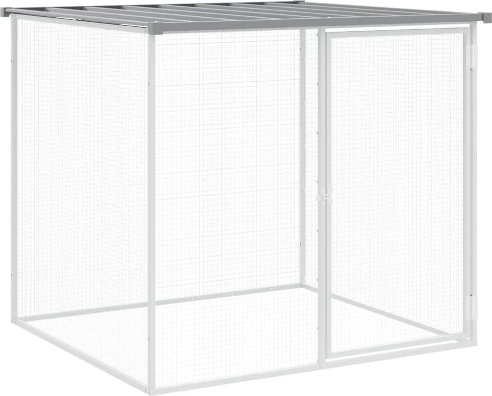 Klec pro kuřata se střechou světle šedá 403 x 98 x 90 cm ocel 3189055