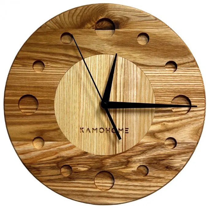 Kamohome Dřevěné nástěnné hodiny TAURUS Průměr hodin: 40 cm, Materiál: Buk