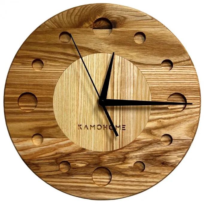 Kamohome Dřevěné nástěnné hodiny TAURUS Průměr hodin: 40 cm, Materiál: Jasan