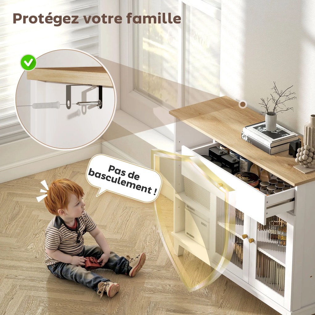 HOMCOM Oblý Skleněný 2-Dveřový Výdejník Moderní Skříňka do Obývacího Pokoje s Úložným Prostorem, Otevřenými Příčkami a Nastavitelnými Policemi pro Vs…