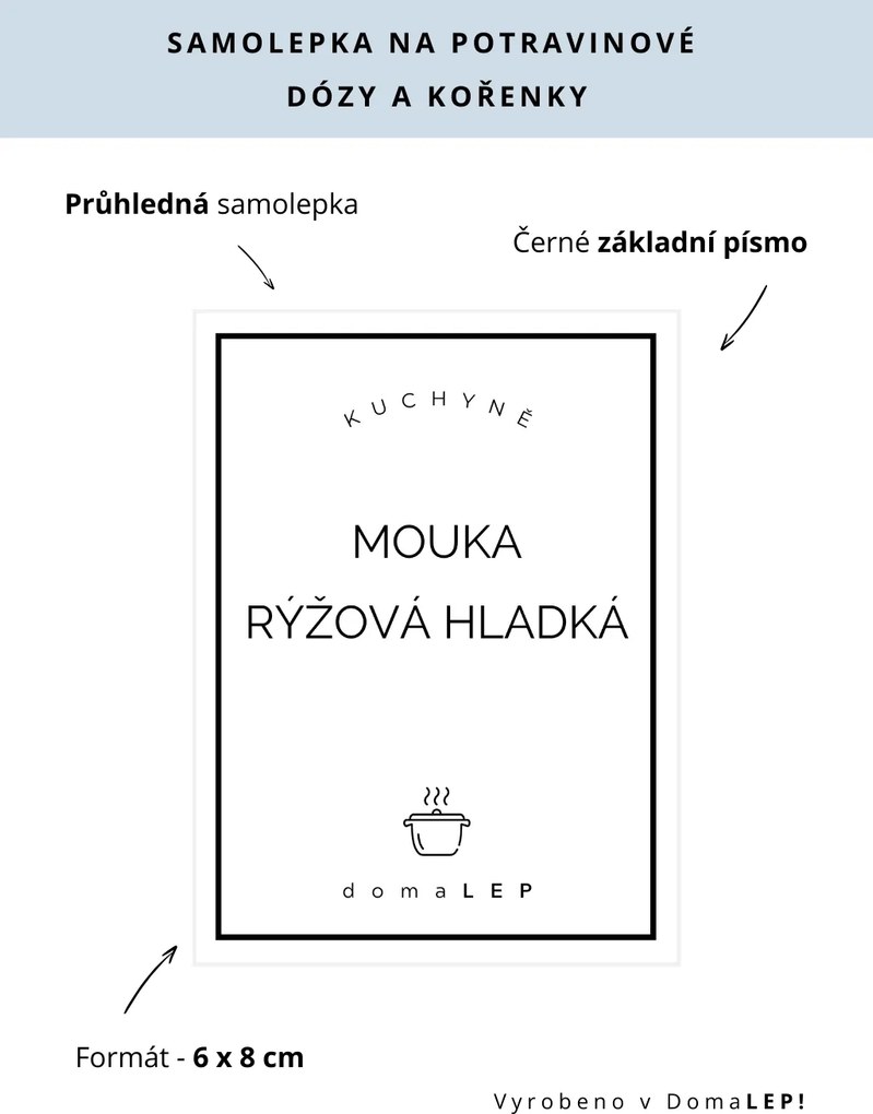 MOUKA RÝŽOVÁ HLADKÁ - omyvatelná samolepka na dózu, výběr rozměrů Ø 5 cm / 5 x 5 cm / 6 x 8 cm | DomaLEP