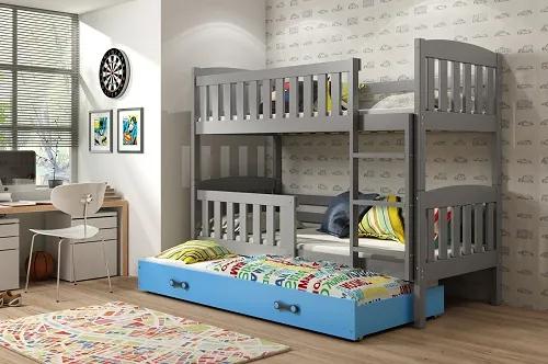 BMS Group Dětská patrová postel s přistýlkou KUBUS grafit Velikost postele: 200x90 cm, Barva šuplíku: Modrá