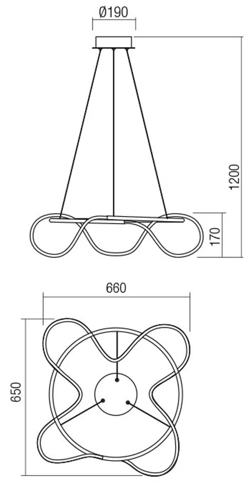 Redo 01-2110 závěsné LED stmívatelné svítidlo Corral matně zlaté, 32W, 3000K, ø65cm