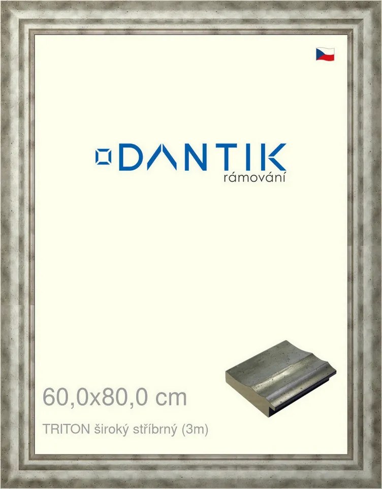 DANTIK rámeček 60x80 | TRITON široký stříbrný (Plexi Čiré)