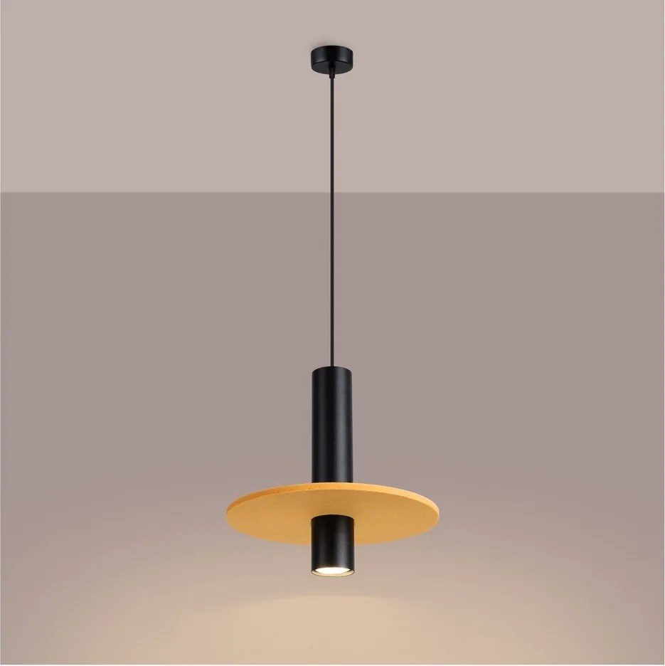 Žluté/béžové kovové závěsné svítidlo ø 30 cm Olisa – Sollux