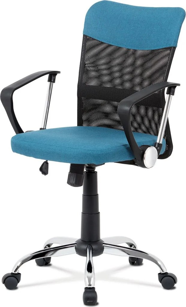 Autronic Kancelářská židle, modrá látka, černá MESH, houpací mech, kříž chrom KA-V202 BLUE