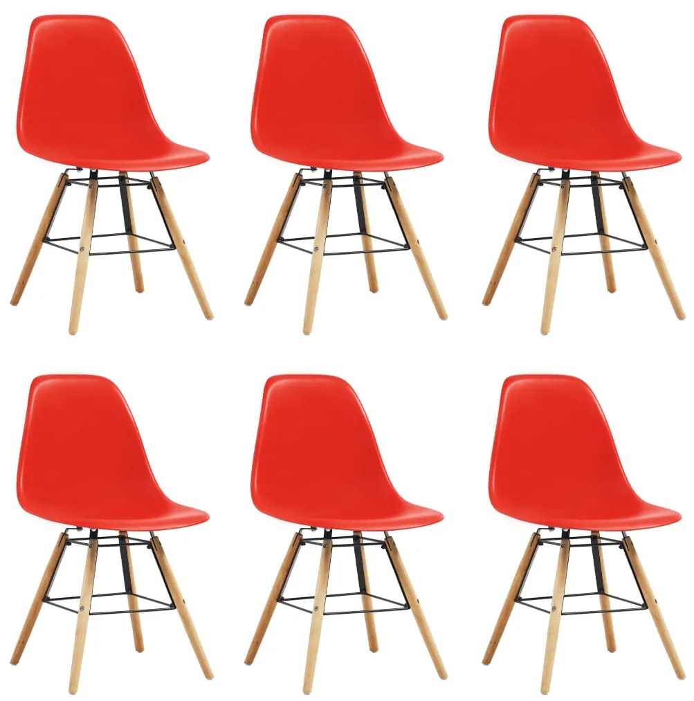 248273 vidaXL Jídelní židle 6 ks červené plast