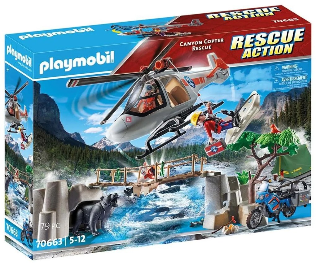 Playmobil rescue action 70663 nasazení helikoptéry v kaňonu