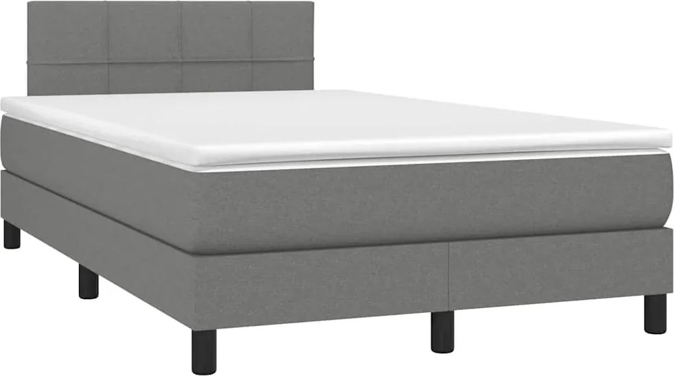 Box spring postel s matrací a LED tmavě šedá 120x200 cm textil 3133142