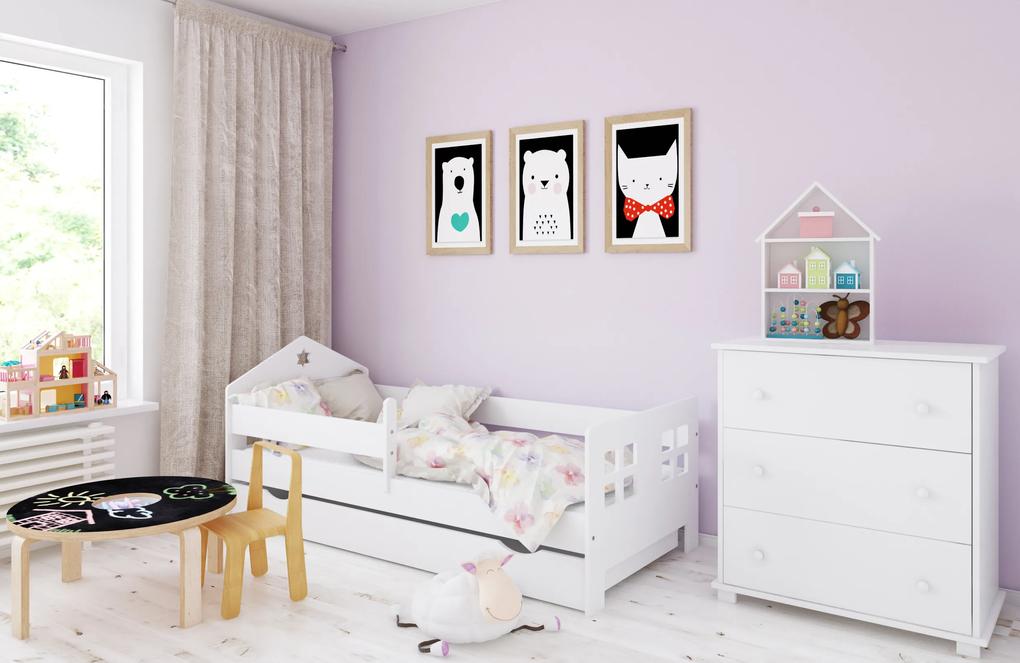 BabyBeds Dětská postel POLA Velikost postele: 160x80 cm, Barevné provedení: Ořech, Úložný prostor: Ne, bez úložného prostoru Bílá