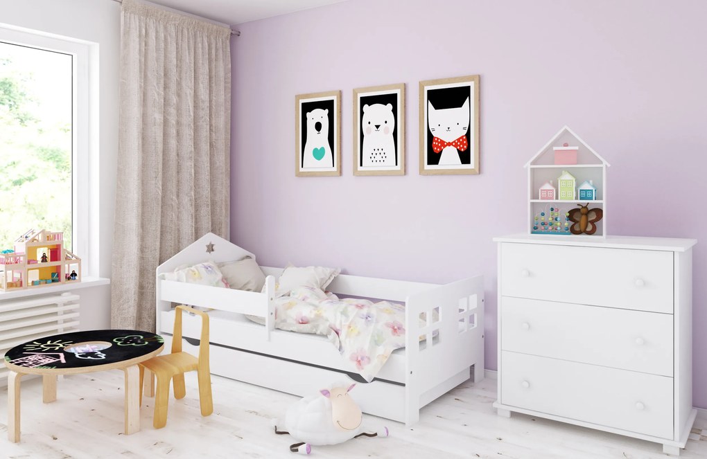 BabyBeds Dětská postel POLA Velikost postele: 160x80 cm, Barevné provedení: Šedá, Úložný prostor: Ano, s úložným prostorem Bílá