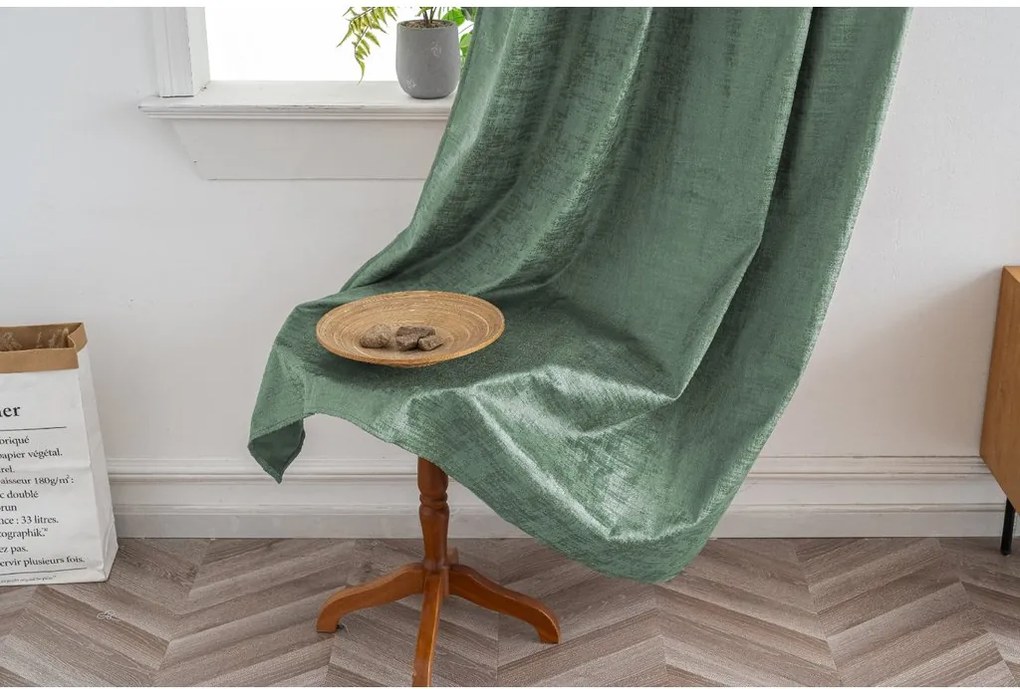 Zatemňovací závěs LOOM VELVET 140x250 cm, zelený Zavěšení: Řasící páska