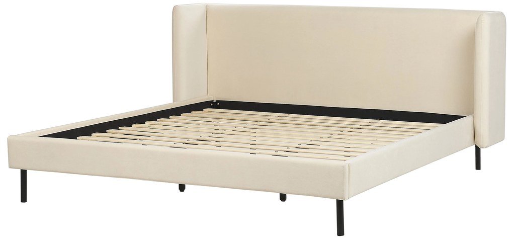 Sametová postel 180 x 200 cm béžová ARETTE Beliani