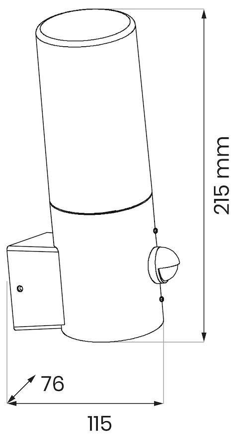 Exteriérové nástěnné svítidlo Harlem, 1x plastové/černé kovové stínítko, pohybový senzor
