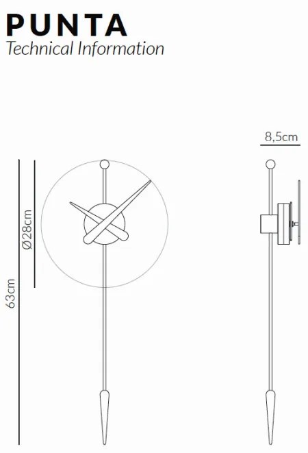 Designové nástěnné hodiny Nomon Punta BW 63cm