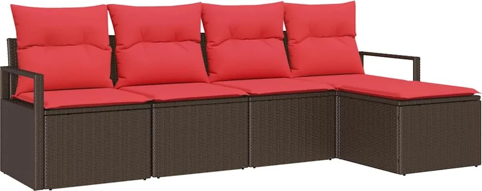 Set pohovek s polštářem 5 pcs Hnědá polyratan 3346344