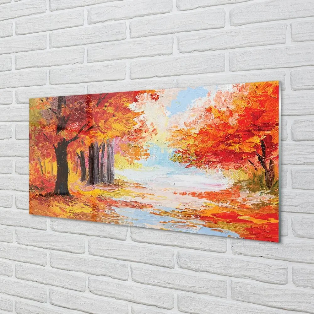 Obraz na skle Podzimní listí stromu 100x50 cm