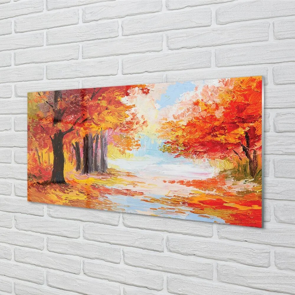 Obraz na skle Podzimní listí stromu 125x50 cm