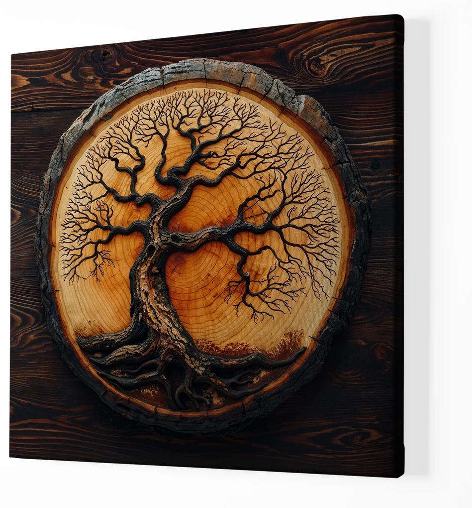 Obraz na plátně - Strom života Aurelis, dřevo styl FeelHappy.cz Velikost obrazu: 40 x 40 cm