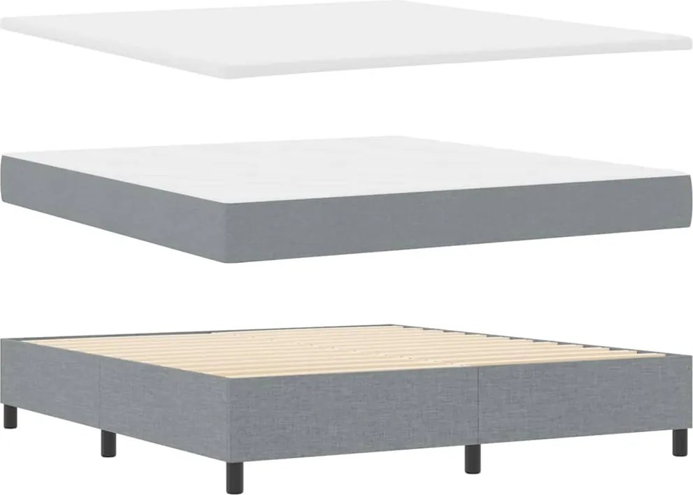 Postel s boxspringem s čelo Světle šedá 180 x 200 cm textil 3339483