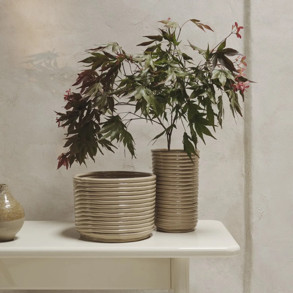 Ferm Living Obal na květináč Corduroy Cashmere, béžová barva, keramika