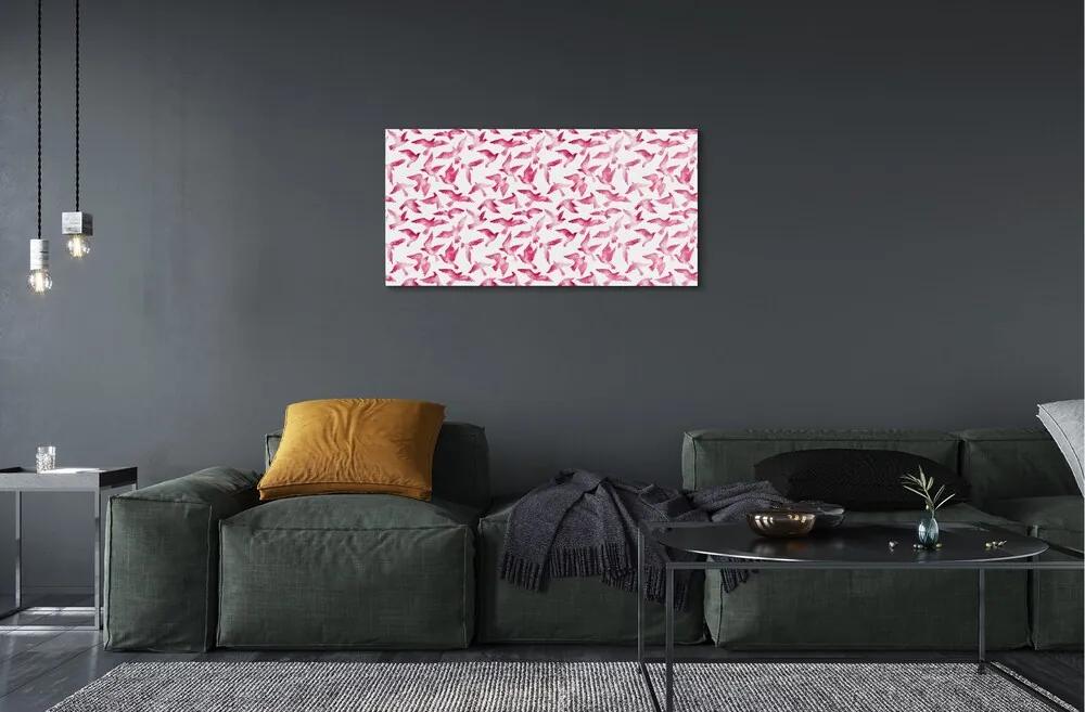 Obraz na skle růžové ptáci 100x50 cm