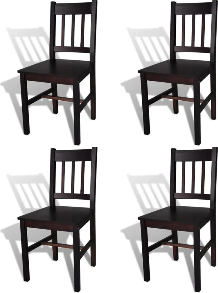 vidaXL Jídelní židle 4 ks borové dřevo [241511] Barva: tmavě hnědá