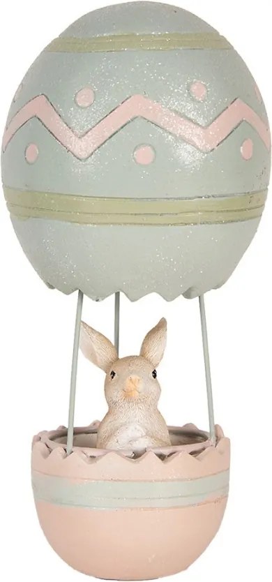 Růžovo-modrá dekorace králík v balónu - Ø 12*25 cm
