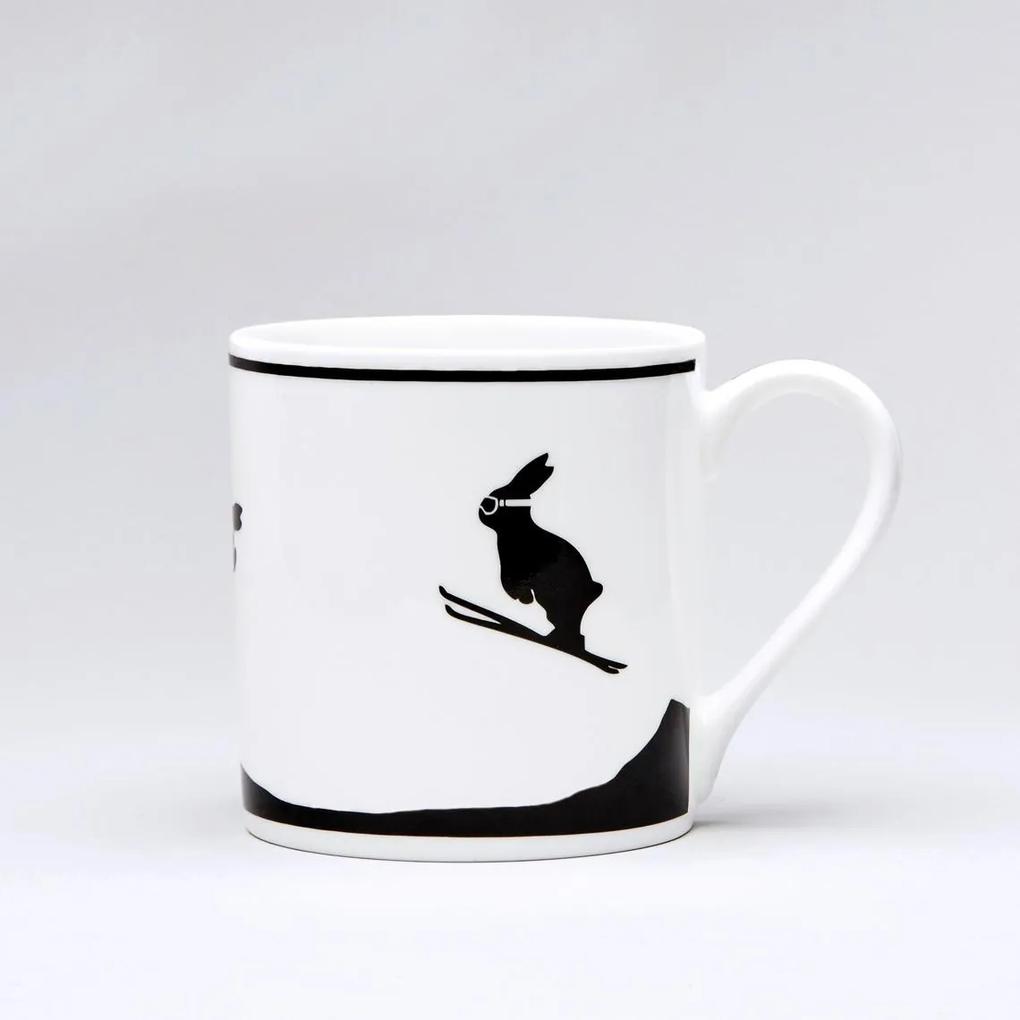 HAM Porcelánový hrnek Ski Jumping Rabbit, černá barva, bílá barva, porcelán  | BIANO