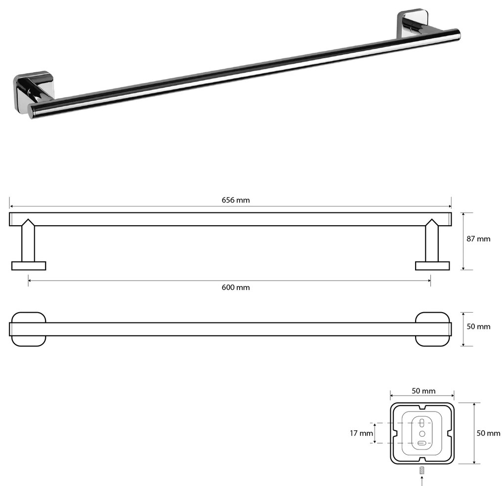 Sapho Sapho, INSIA držák ručníků 600 mm, chrom