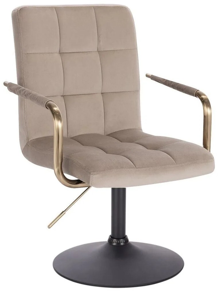 LuxuryForm DESIGN Otočná židle VERONA GOLD VELUR na černém talíři - latte