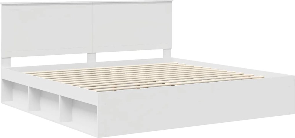 Rám postele s čelo Bílá 200 x 200 cm Masivní borové dřevo 3410965