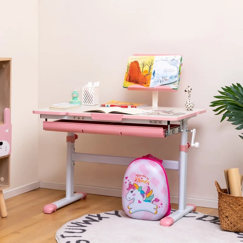 Costway Dětský stůl 51-73 cm výškově nastavitelný s naklápěcí deskou stolu