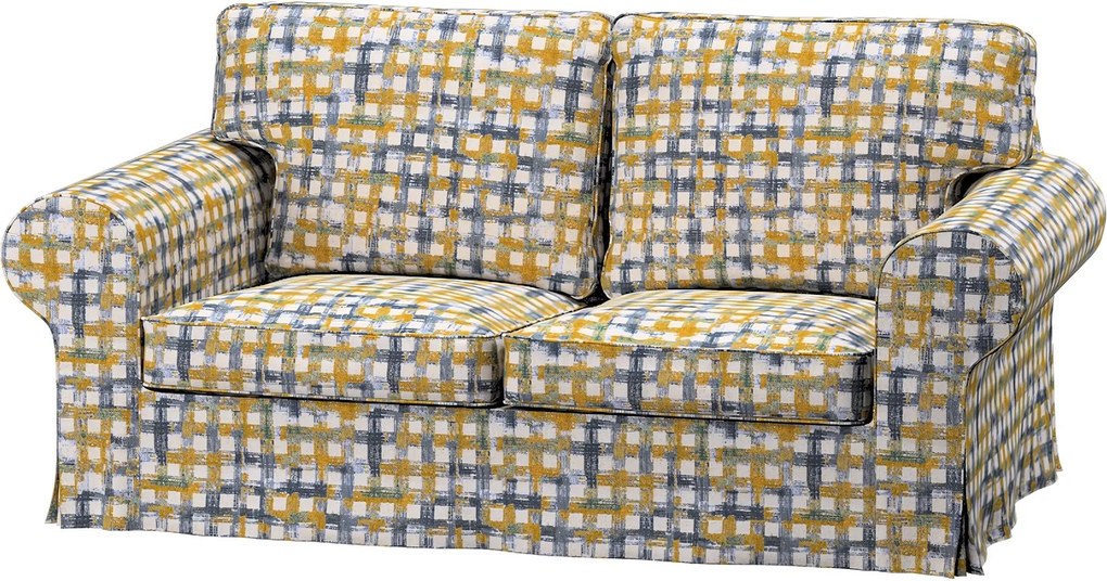 Potah na pohovku IKEA Ektorp 2-místná, rozkládací, STARÝ MODEL barva modrá látka pletený vzor, vzorované