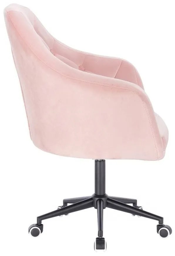 LuxuryForm DESIGN Otočné křeslo ANDORA VELUR na černé podstavě s kolečky - světle růžové