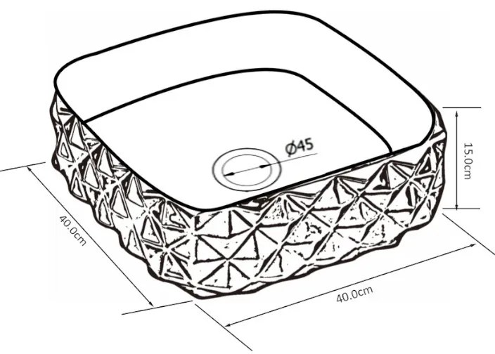 BPS-koupelny Keramické umyvadlo na desku HYD-CI-PL-400 40x40 cm, bílá/zlatá